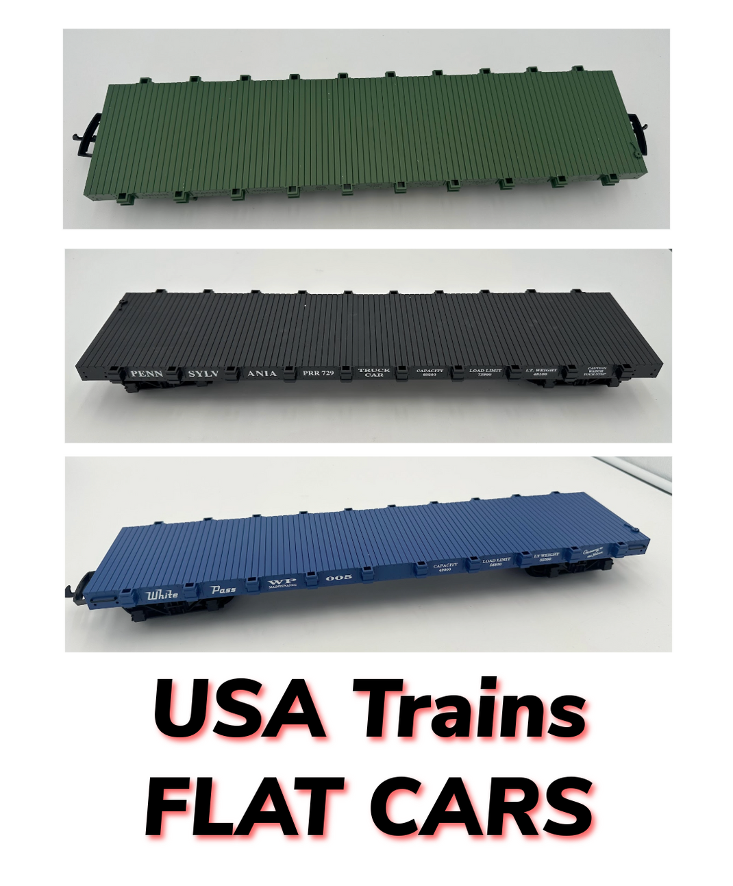USA Trains Flat Cars - Multiple Road Names Available – Roll-EZ Wheels