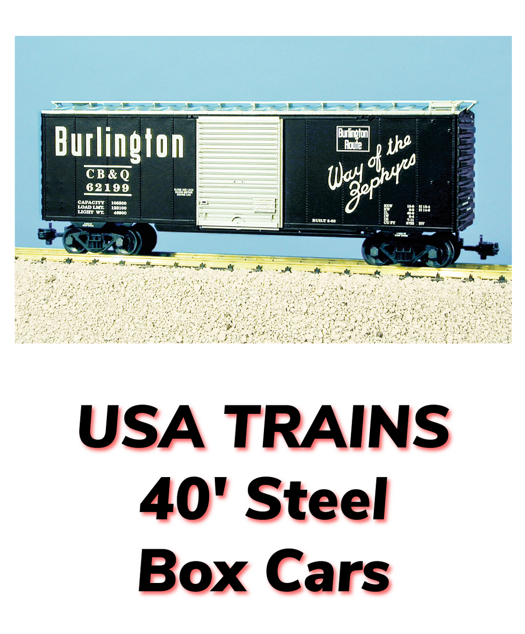 USA Trains 40' Simulated Steel Box Cars – Roll-EZ Wheels